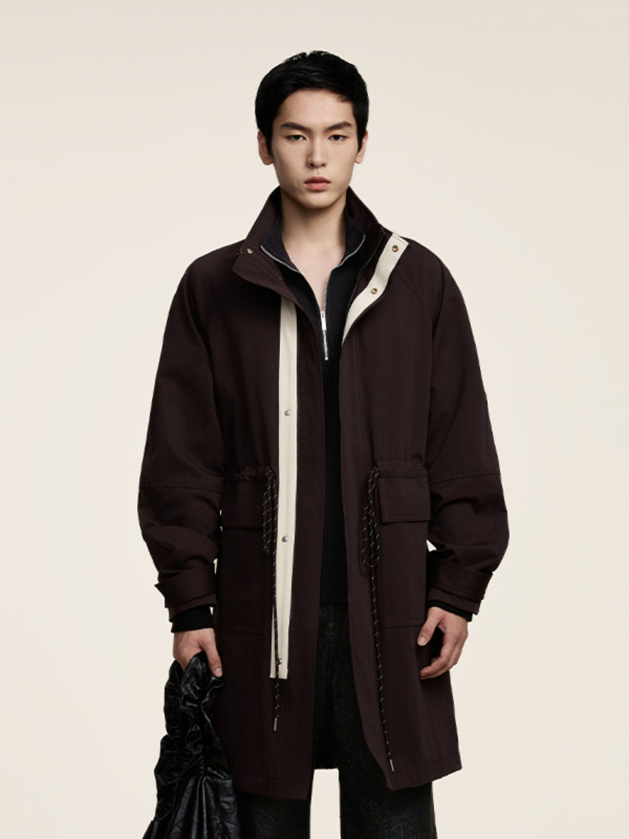 Cloudward Contrasting Webbing Trench Coat