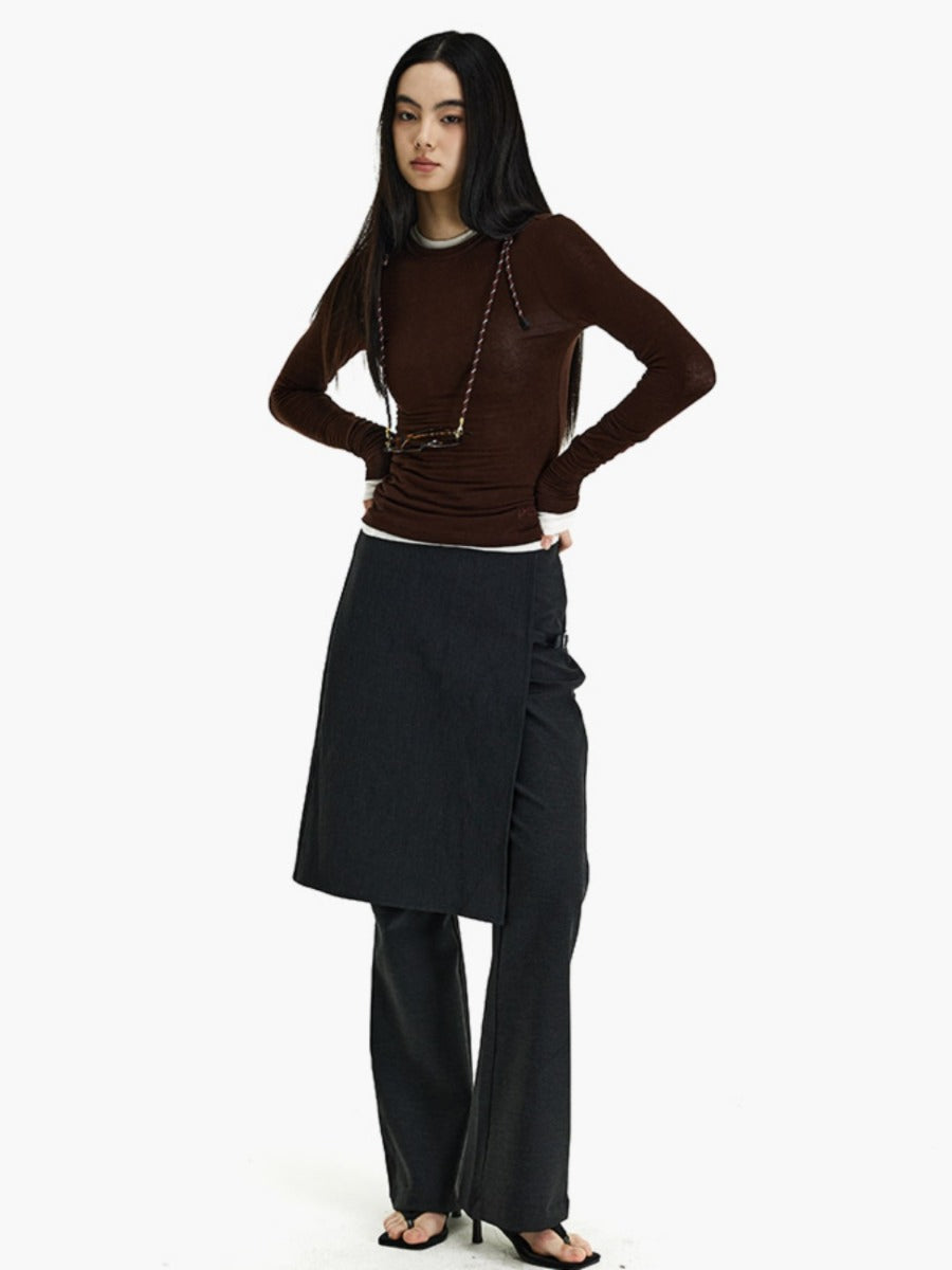 Cloudward Fake Two-piece Micro-pull Skirt Pant