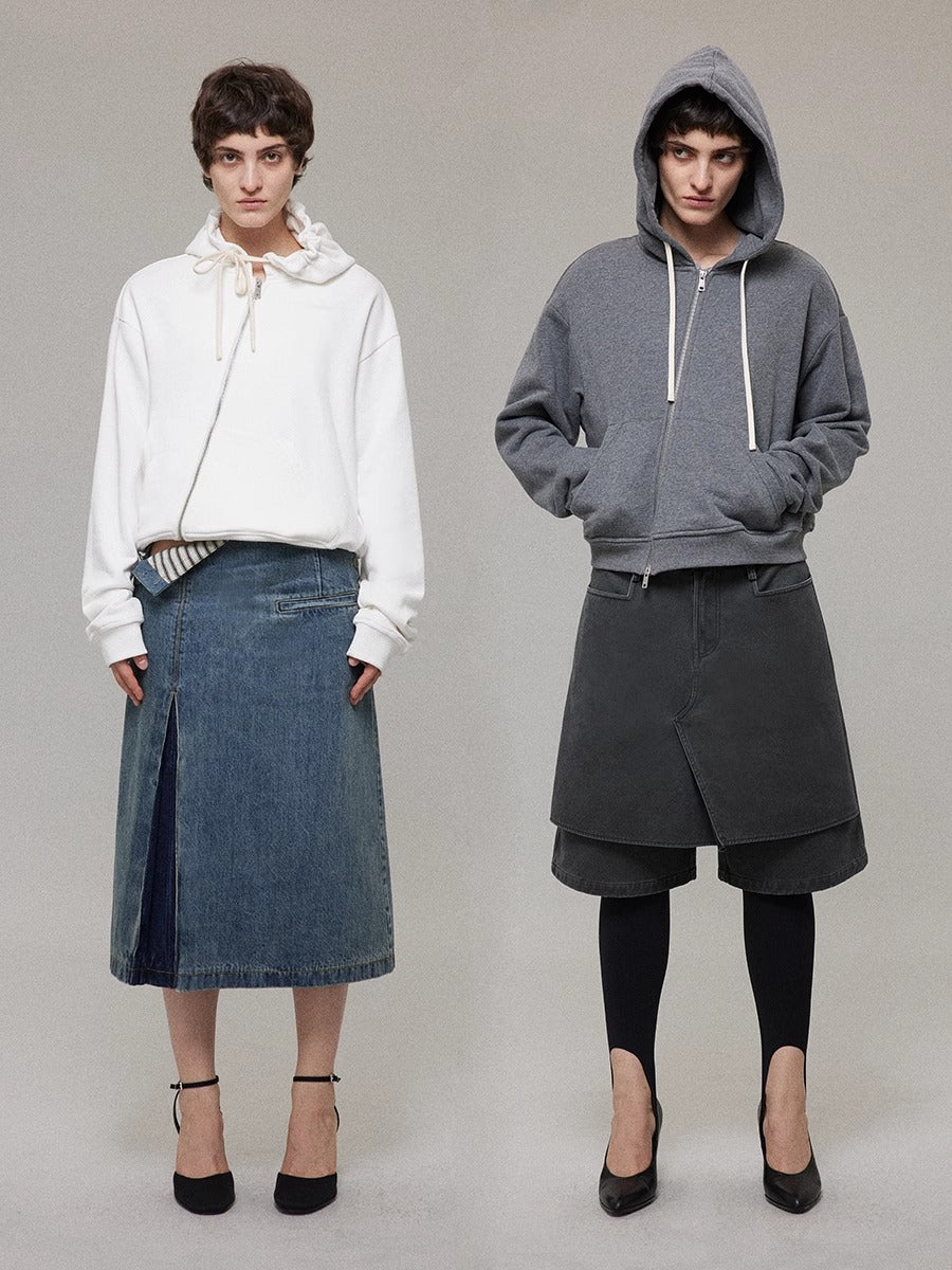 Cloudward Twist Slanted Zip Sweatershirt